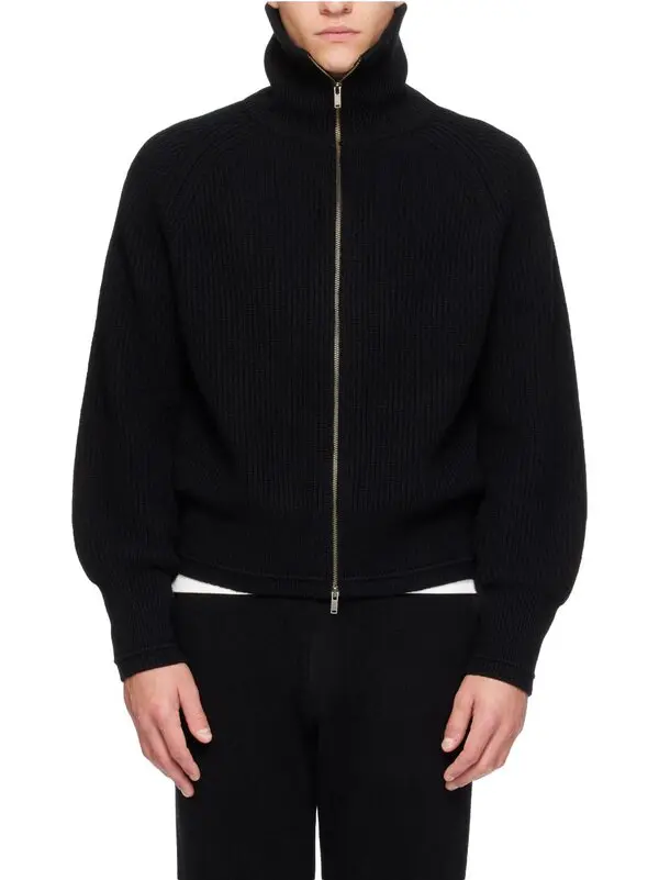 ENTIRE STUDIOS Ribbed Zip-up Cardigan - Black