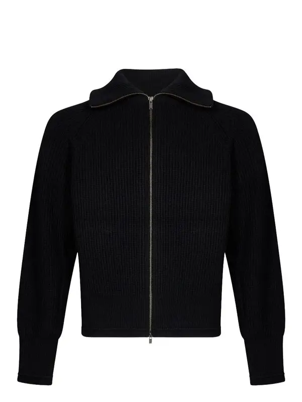 ENTIRE STUDIOS Ribbed Zip-up Cardigan - Black