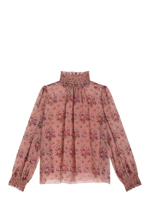 Dolce & Gabbana Smocked Floral-print Top - Multicolored
