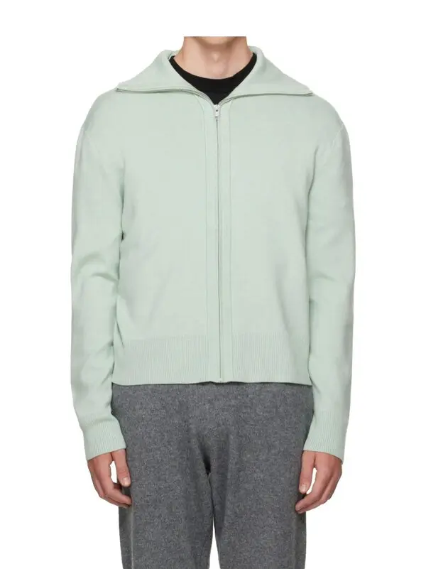 ENTIRE STUDIOS Ribbed Zip-up Knit Top - Green
