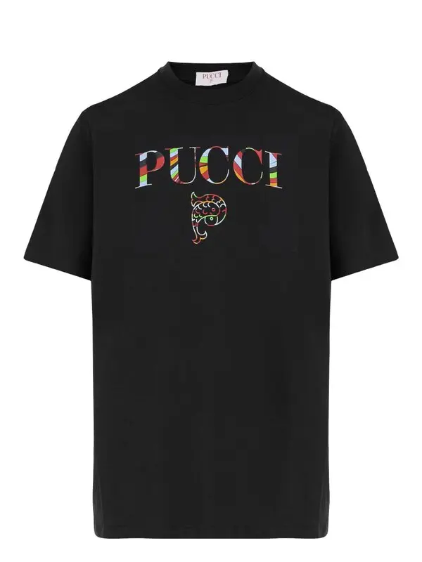 Emilio Pucci Cotton T-shirt With Logo - Black