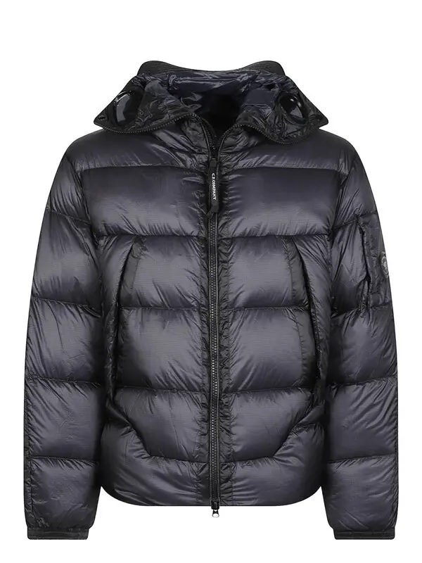 C.P. COMPANY Hooded Quilted Down Jacket - Black
