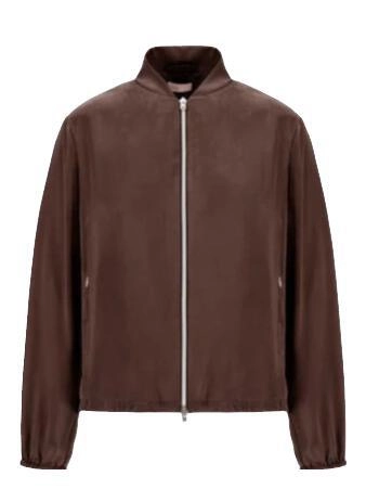 Herno Resort Bomber Jacket In Extra-fine Satin - Dark Chocolate
