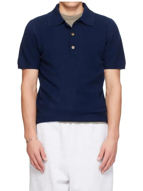 ENTIRE STUDIOS Button-front Short-sleeve Polo Shirt - Navy