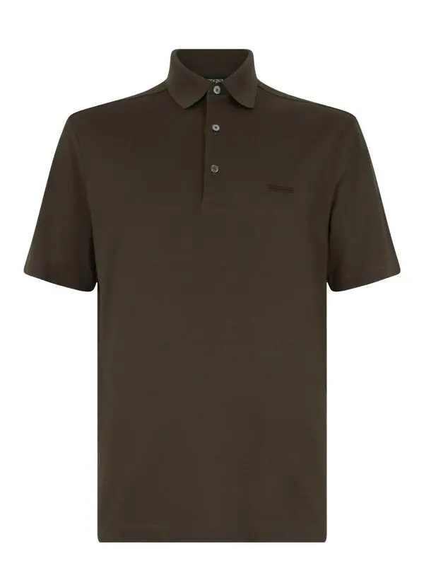 Zegna Short-sleeve Cotton Polo Shirt - Mud Color