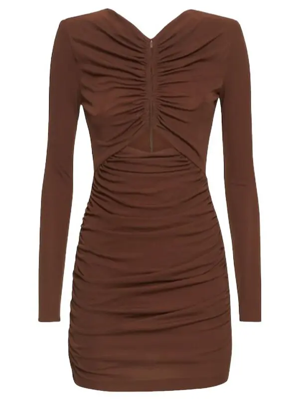 Roland Mouret Pleated Mini Dress - Brown