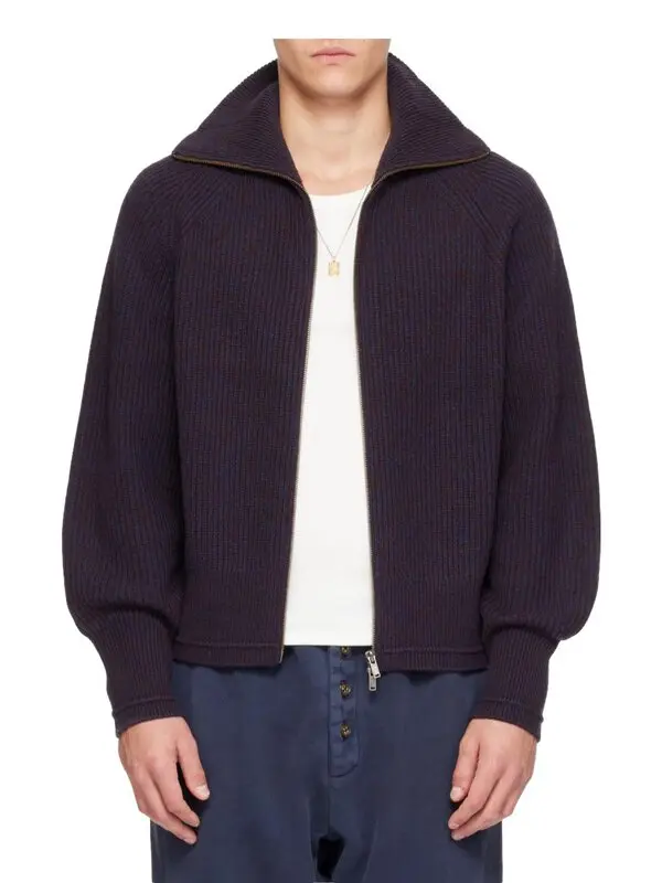 ENTIRE STUDIOS Blimp Ribbed Zip Cardigan - Purple