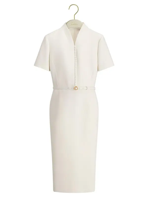 Dior Mid-length Belted Dress - White
