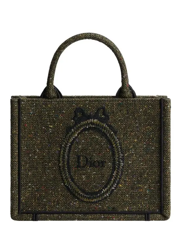 Dior Mini Book Tote With Strap - Khaki