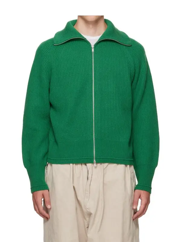 ENTIRE STUDIOS Blimp Ribbed Zip Cardigan - Green