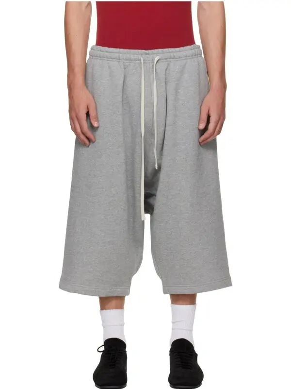 ENTIRE STUDIOS Drop Fleece Drawstring Shorts - Grey