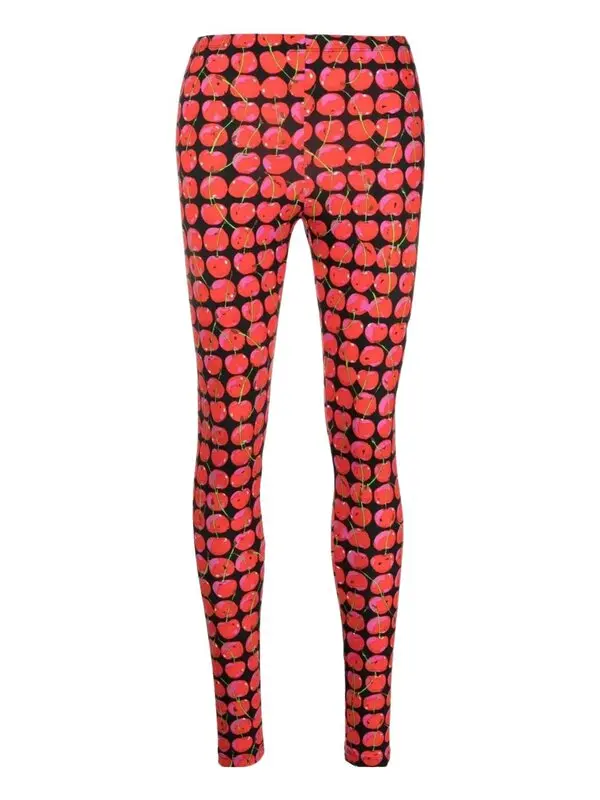 La DoubleJ Cherry-print Mid-rise Leggings - Red/black