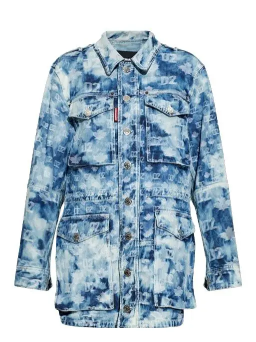 Dsquared2 Monogram Long Denim Jacket - Blue