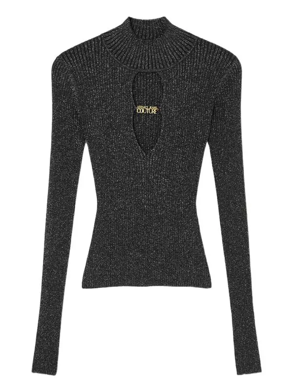 Versace High-neck Cut-out Detailed Jumper - Black