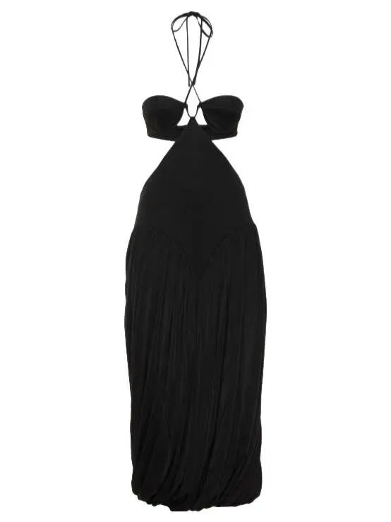 Stella McCartney Bra Top Fluid Balloon Midi Dress - Black