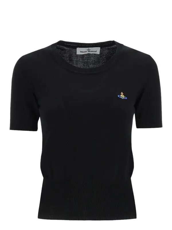 VIVIENNE WESTWOOD Orb-embroidery Knitted Top - Black