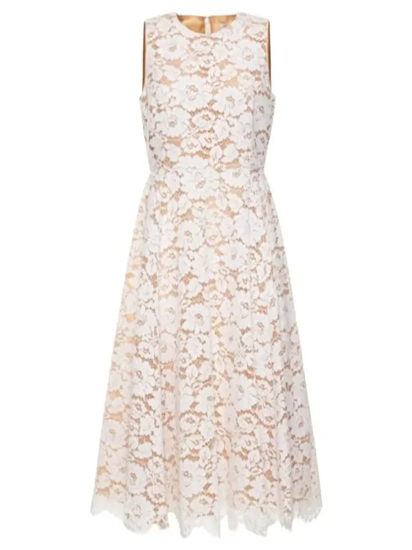Michael Kors Flower Lace Mid-length Dress - White