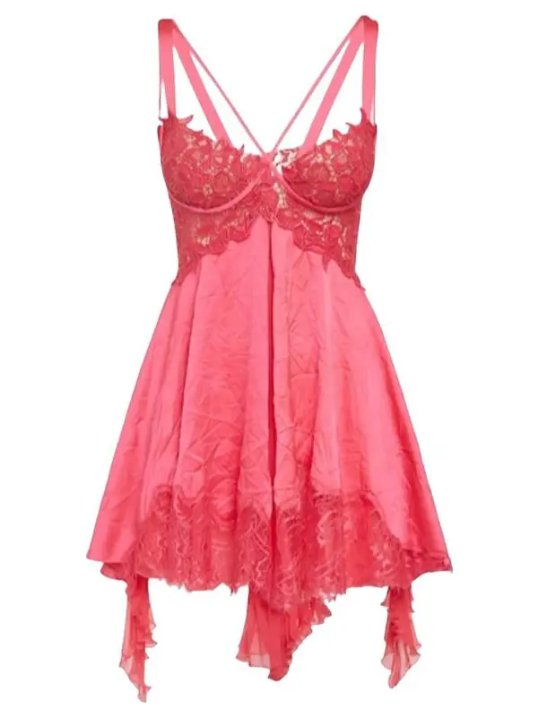 Versace Lace Mini Dress - Red