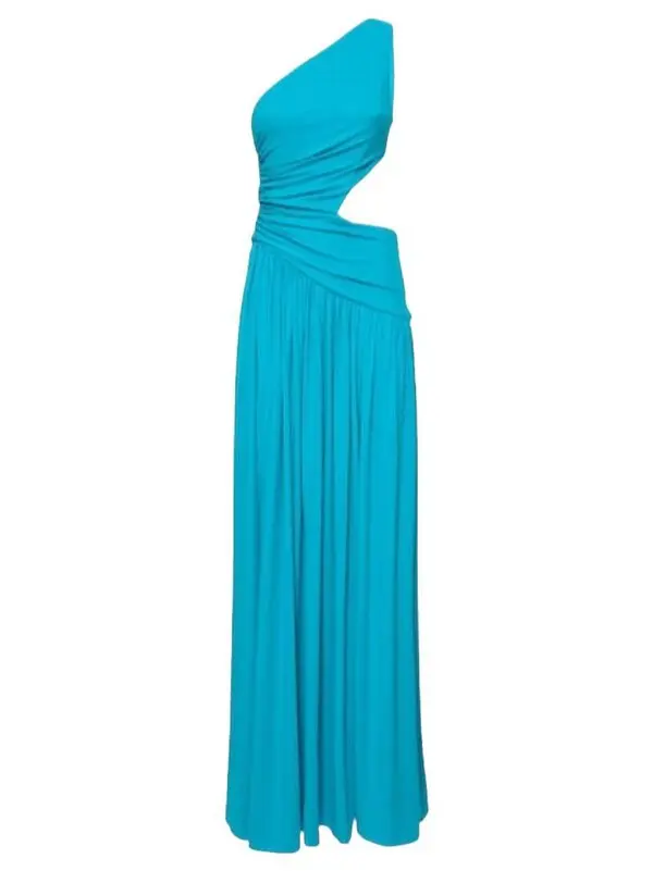 Michael Kors Plain Jersey Matte Hollow Long Dress - Blue