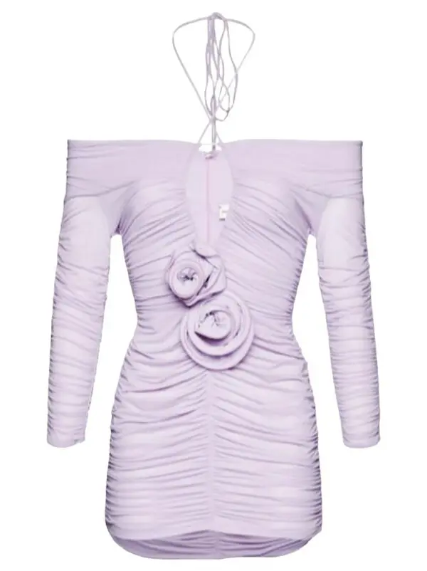 Magda Butrym Hollowed-out Pleated Jersey Mini Dress - Purple