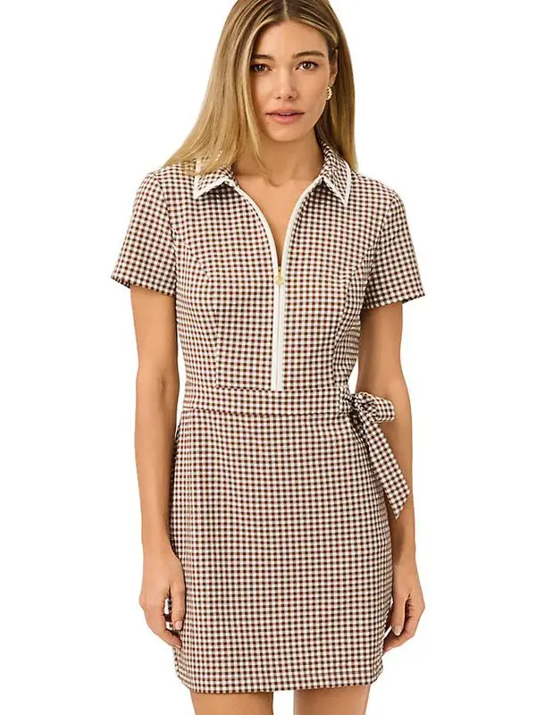 Lilly Pulitzer® Upf 50+ Luxletic Kathy Short Sleeve Tie Dress - Coco Beach Mini Performance Gingham