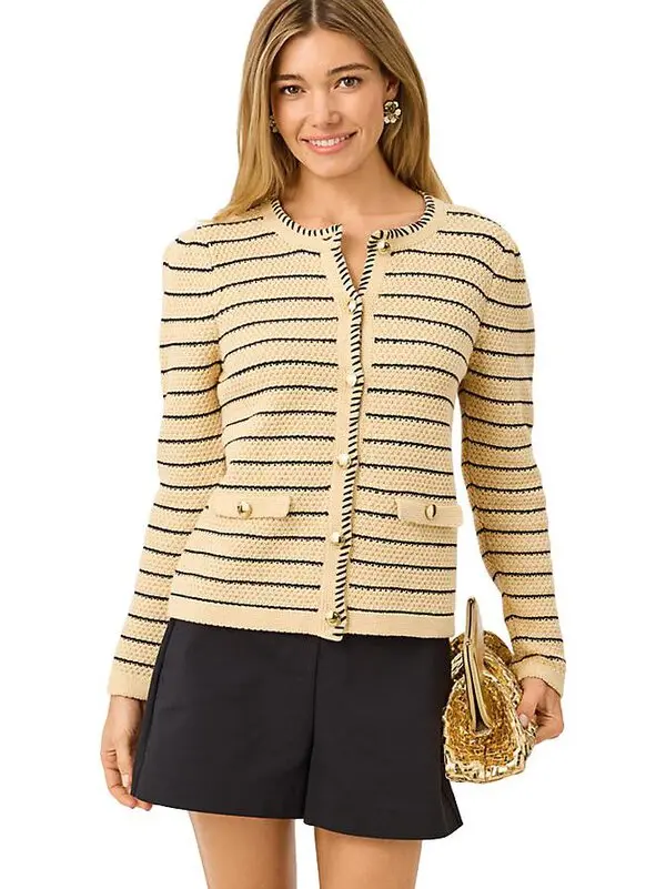 Lilly Pulitzer® Maysen Cardigan In Long Sleeves, Crewneck - Tan