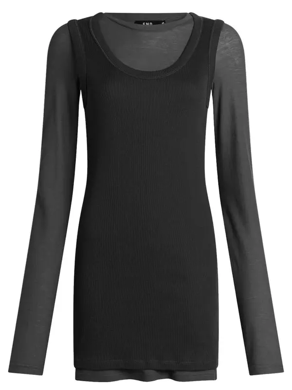 END. 2 In 1 Layer Dress - Washed Black