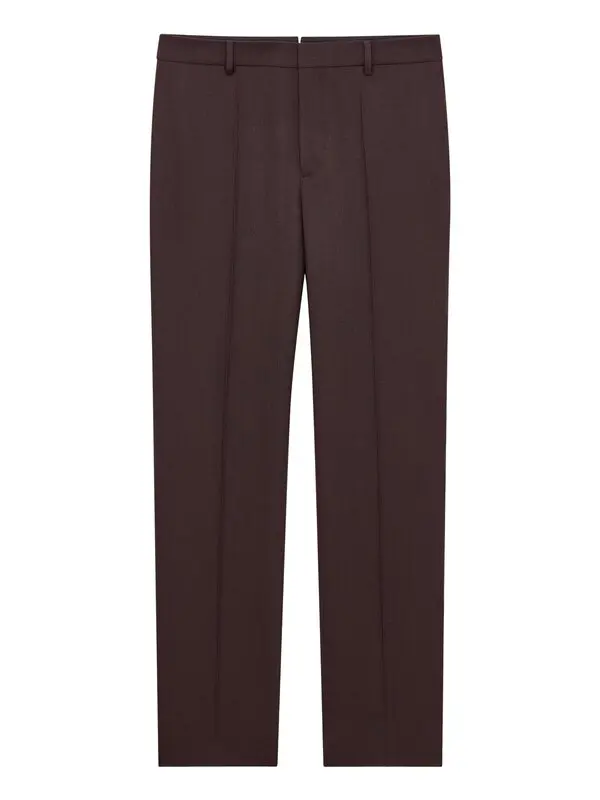 Saint Laurent Slim-fit Pants In Wool - Marron Fonce