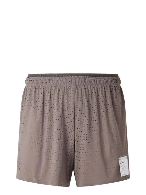 Satisfy Straight-leg Logo-appliqu&eacute;d 5" Space‑o&trade; Shorts - Brown