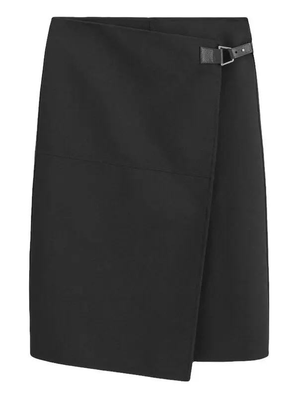 Cos Leather-belt Wool-twill Midi Skirt - Black