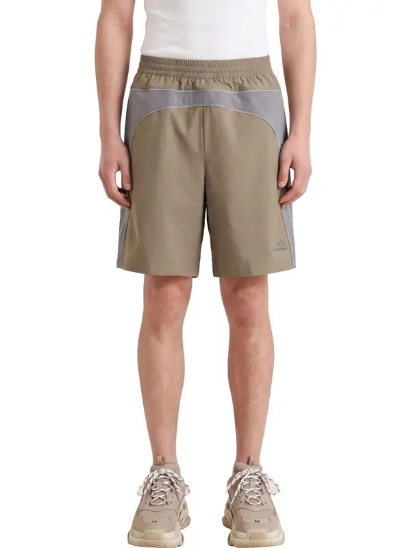 Balenciaga Abstract Print Polyester Sport Shorts With Elasticated Waist - Grey