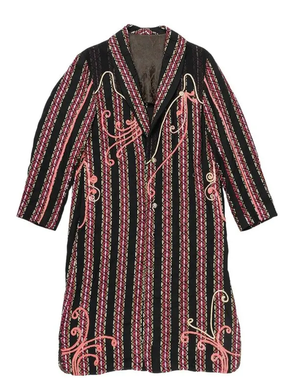 COMMUNS Striped Coat - Black