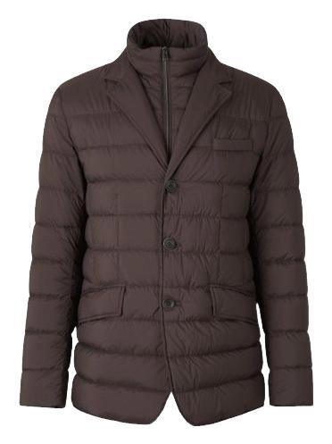 Herno Layered Effect Quilted Coat - Black