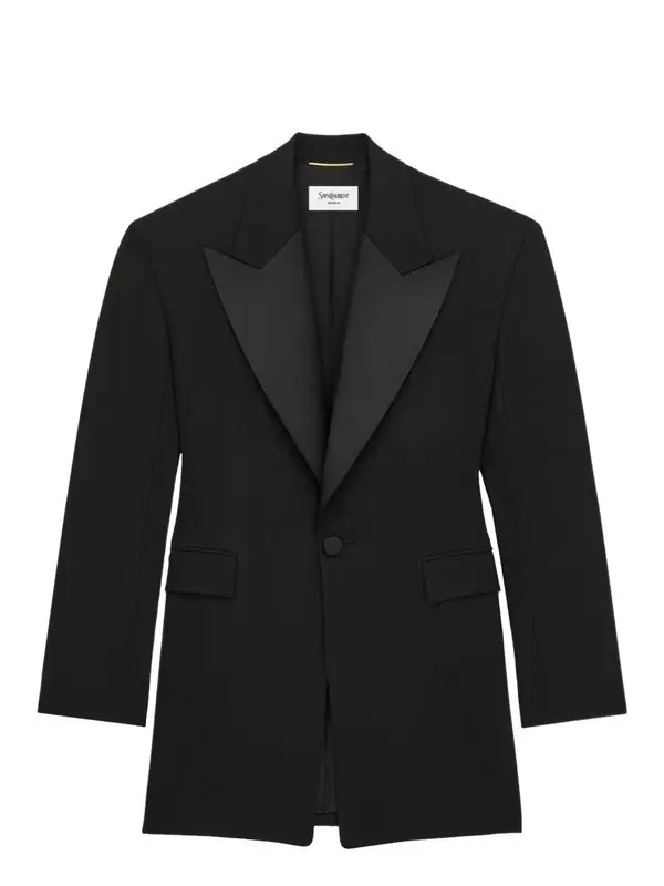 Saint Laurent Single-breasted Tuxedo Jacket In Grain De Poudre - Black