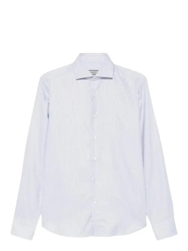 Canali Micro-check Long-sleeve Shirt - Light Blue