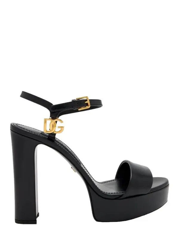 Dolce & Gabbana Calfskin Platform Sandals - Black