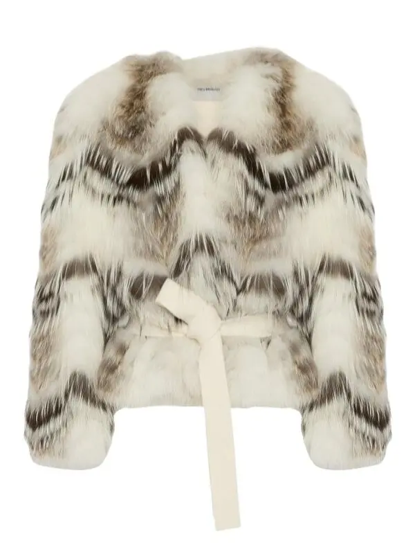 YVES SALOMON Belted Cardigan In Merino Knit And Fox Fur - No
