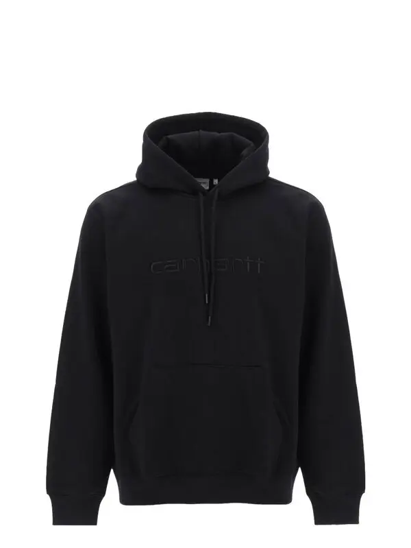 Carhartt Work In Progress Logo Embroidered Drawstring Hoodie - Black