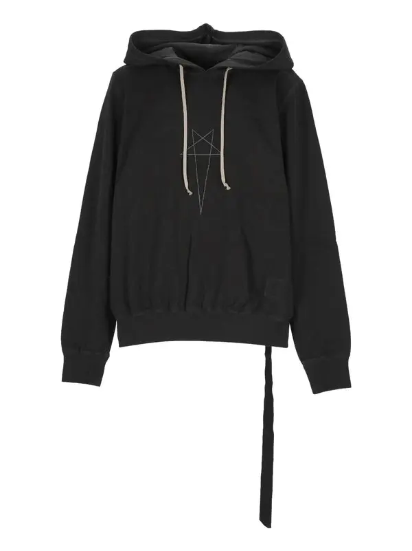 Rick Owens Graphic Drawstring Hoodie - Faded Black/silver