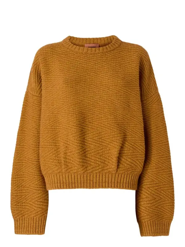 Missoni Crewneck Sweater With Zig Zag Texture - Yellow