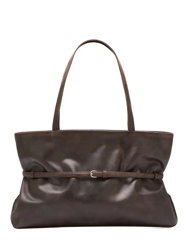 ST. AGNI Belt Detail Carryall Tote - Brown
