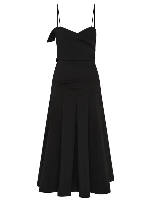ST. AGNI Folded Cotton-blend Bodice Dress - Black