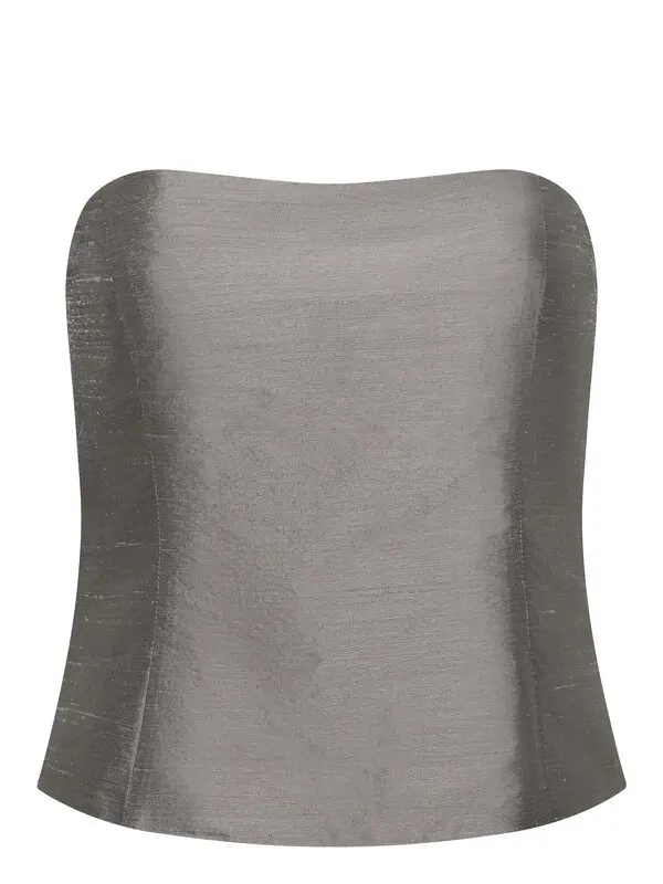 ST. AGNI Silk-blend Minimal Bodice - Dark Grey