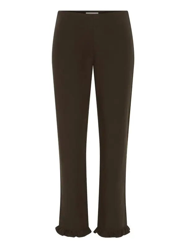 ST. AGNI Cotton Baby Frill Cropped Pants - Olive