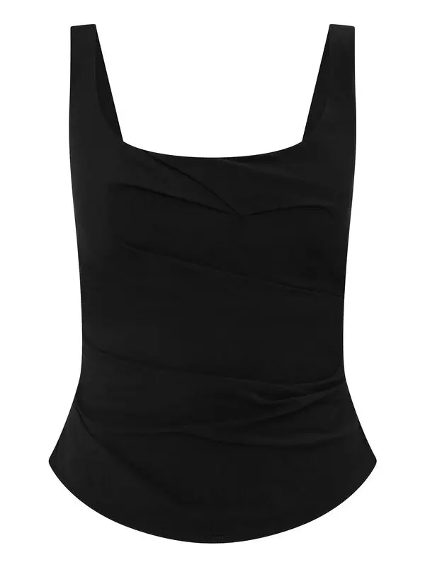ST. AGNI Cotton-blend Draped Bodice - Black