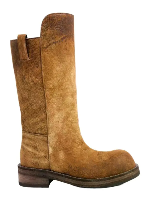ANN DEMEULEMEESTER Burned-finish Suede Boots - Brown