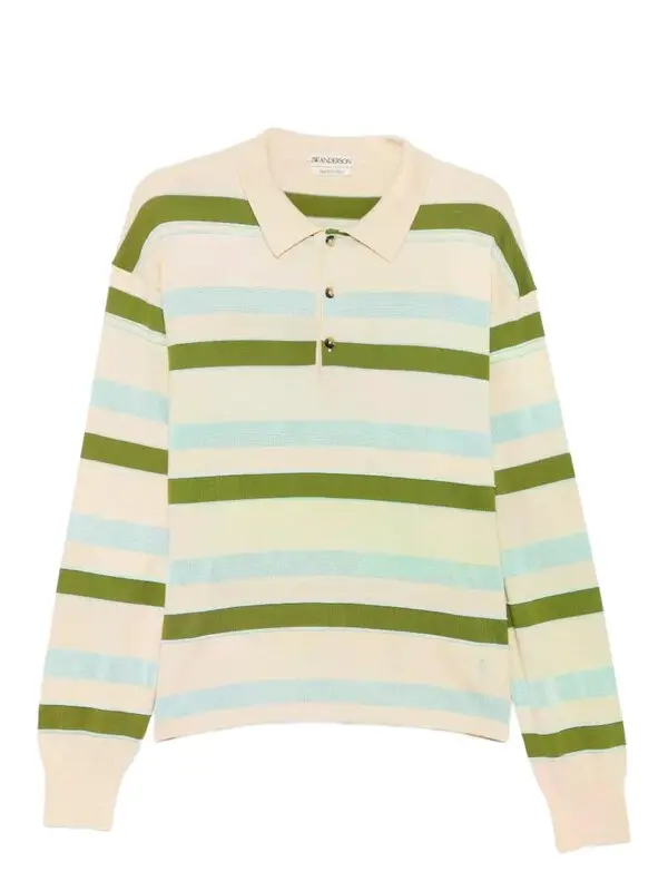 JW Anderson Striped Long-sleeve Polo Shirt - Neutrals