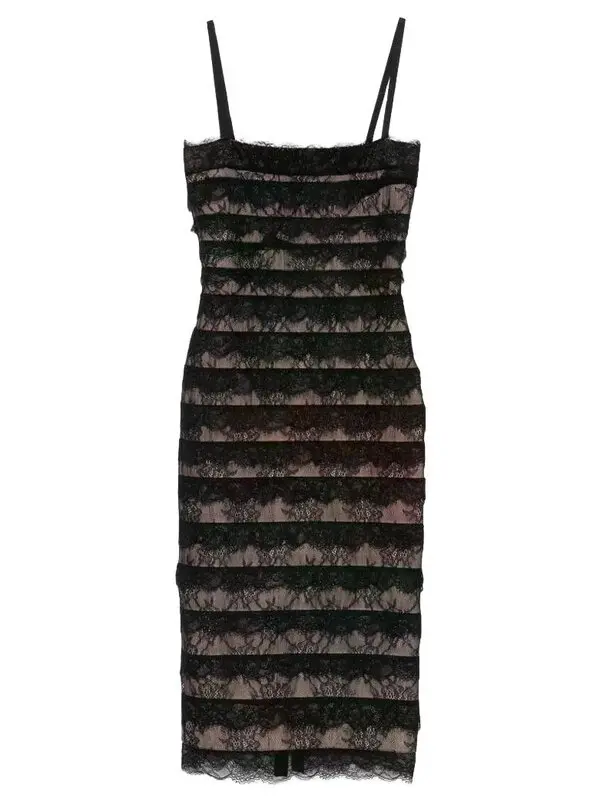 Herve Leger Lace-trimmed Tiered Mini Dress - Black
