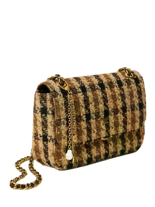 TWINSET Bouclé Checked Shoulder Bag - Brown