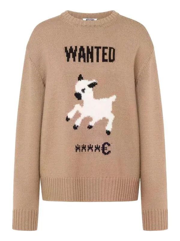 Moschino Intarsia-knit Wool Sweater - Neutrals